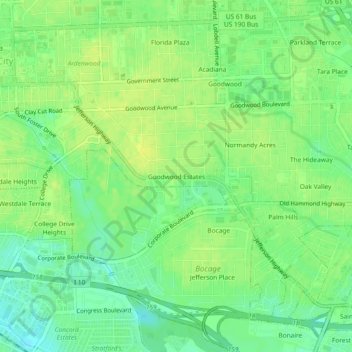 Goodwood Estates topographic map, elevation, terrain