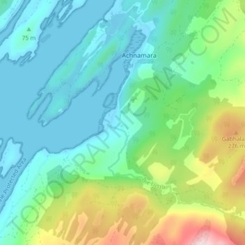 Kilmichael of Inverlussa topographic map, elevation, terrain