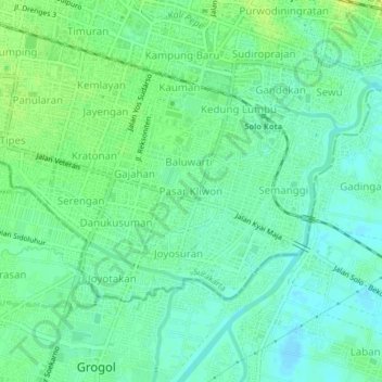 Pasar Kliwon topographic map, elevation, terrain