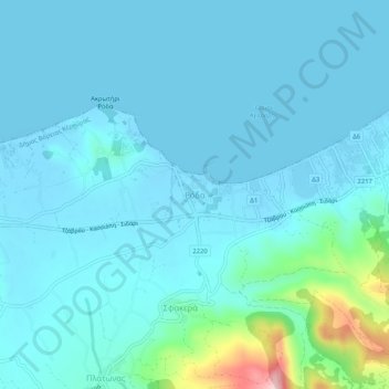 Roda topographic map, elevation, terrain