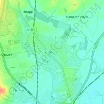 Kidlington topographic map, elevation, terrain