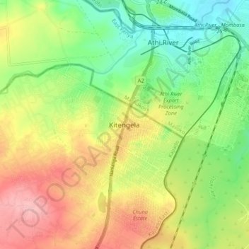 Kitengela topographic map, elevation, terrain