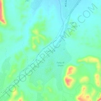 Falaj ash Sham topographic map, elevation, terrain