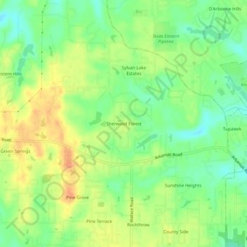Sherwood Forest topographic map, elevation, terrain