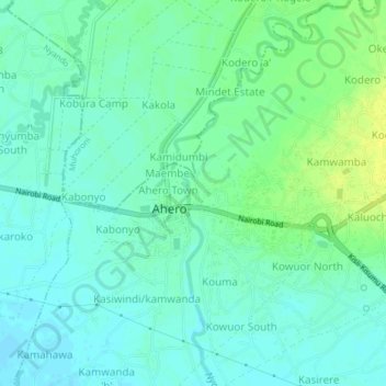 Ndori topographic map, elevation, terrain