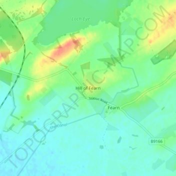 Hill of Fearn topographic map, elevation, terrain