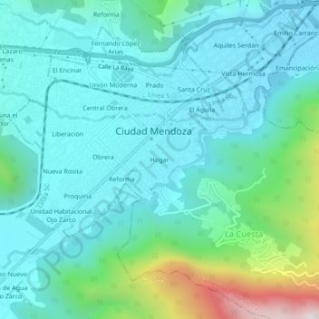 Hogar topographic map, elevation, terrain