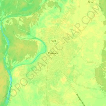 Omoku topographic map, elevation, terrain
