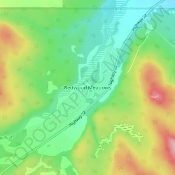 Redwood Meadows topographic map, elevation, terrain