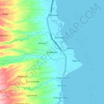 Jimenez topographic map, elevation, terrain