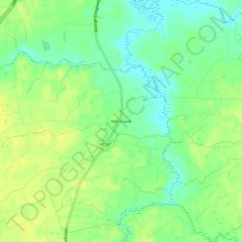 Mill Creek topographic map, elevation, terrain