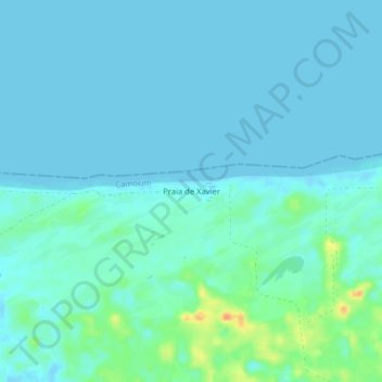 Praia de Xavier topographic map, elevation, terrain