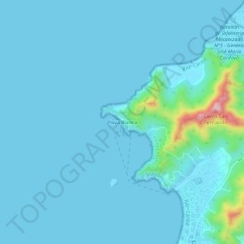 Playa Blanca topographic map, elevation, terrain
