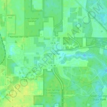 Silver Springs topographic map, elevation, terrain