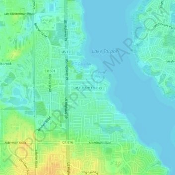 Lake Shore Estates topographic map, elevation, terrain