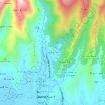 Dusun Kekait topographic map, elevation, terrain