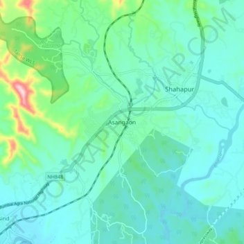 Asangaon topographic map, elevation, terrain