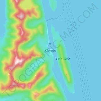 Klemtu topographic map, elevation, terrain