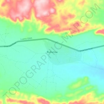 Rufunsa topographic map, elevation, terrain