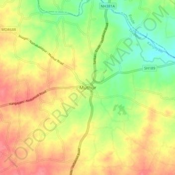 Muthur topographic map, elevation, terrain