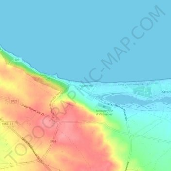 Platamona topographic map, elevation, terrain