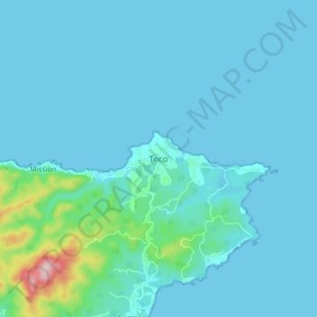 Toco topographic map, elevation, terrain