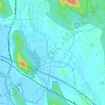 Kaman topographic map, elevation, terrain
