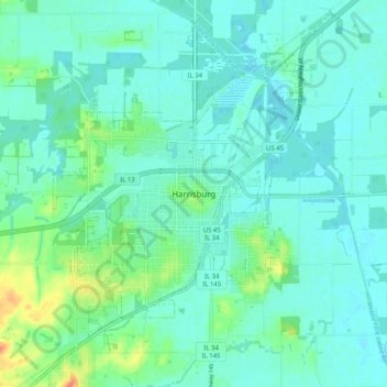 Harrisburg topographic map, elevation, terrain