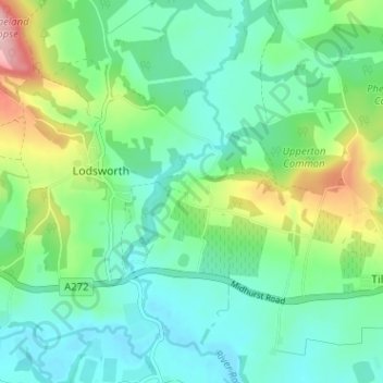 River topographic map, elevation, terrain
