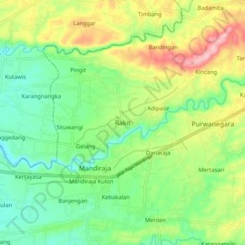 Rakit topographic map, elevation, terrain