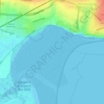 Pegwell Bay topographic map, elevation, terrain