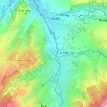 Overgeul topographic map, elevation, terrain
