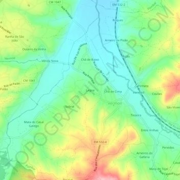 Lagoa topographic map, elevation, terrain