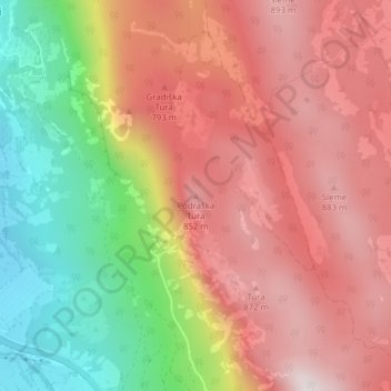 Podraška Tura topographic map, elevation, terrain