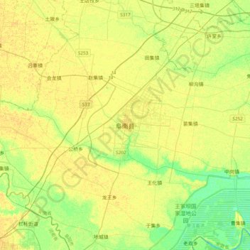 Funan topographic map, elevation, terrain