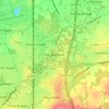 Forge Wood topographic map, elevation, terrain