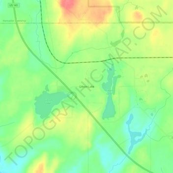 Gibson Lake topographic map, elevation, terrain