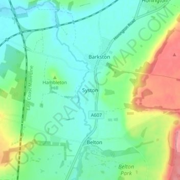 Syston topographic map, elevation, terrain