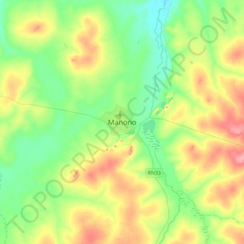 Manono topographic map, elevation, terrain