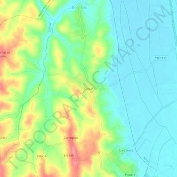 Cercal topographic map, elevation, terrain