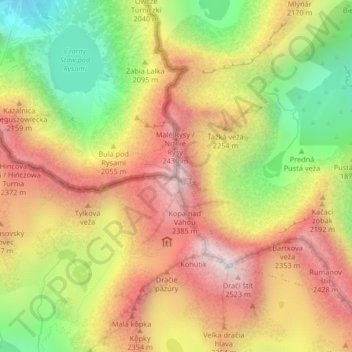Rysy topographic map, elevation, terrain