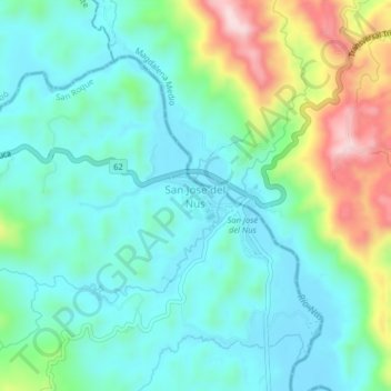 San Jose del Nus topographic map, elevation, terrain