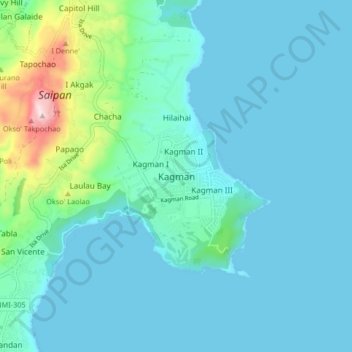 Kagman topographic map, elevation, terrain