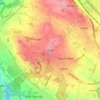 Haigh topographic map, elevation, terrain