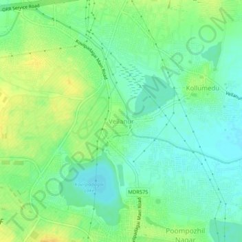 Vellanur topographic map, elevation, terrain