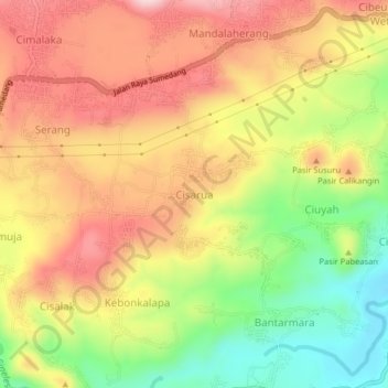 Cisarua topographic map, elevation, terrain