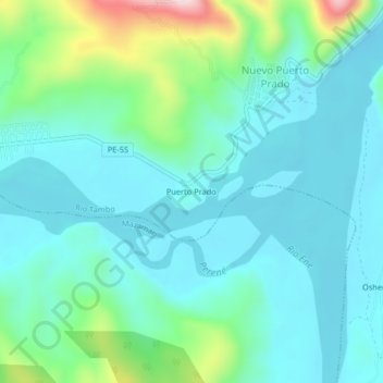 Puerto Prado topographic map, elevation, terrain