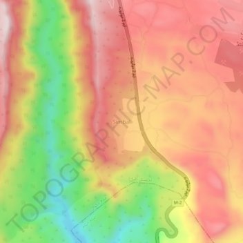 Simbal topographic map, elevation, terrain
