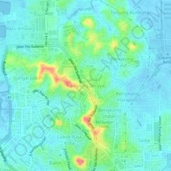 Kampung Seraya topographic map, elevation, terrain
