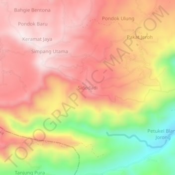Sidodadi topographic map, elevation, terrain